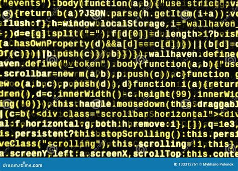 Javascript Code In Text Editor Coding Cyberspace Concept Screen Of Web Developing Code Stock
