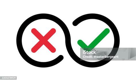 녹색 체크 및 적십자 기호 둥근 얇은 선 무한 벡터 기호 장단점 균형 8에 대한 스톡 벡터 아트 및 기타 이미지 8 Brand Name Online Messaging