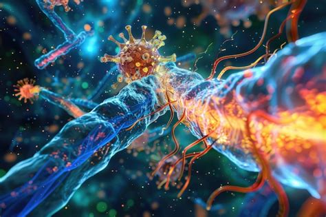 Premium Photo A Colorful Image Of A Virus Attacking A Cell