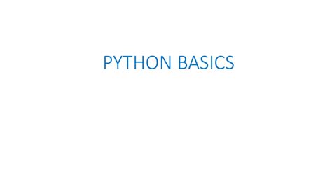 Python Basics Literals Assignment And Expressions