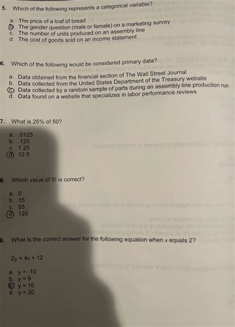 Solved 5 Which Of The Following Represents A Categorical