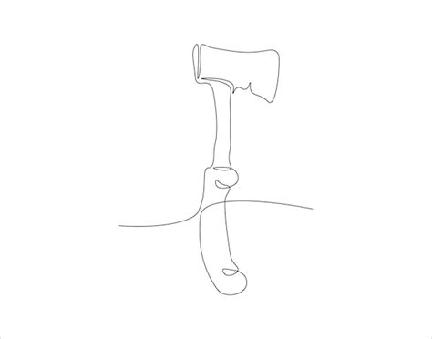 Premium Vector Continuous Line Drawing Of Axe One Line Of Axe Hatchet Continuous Line Art