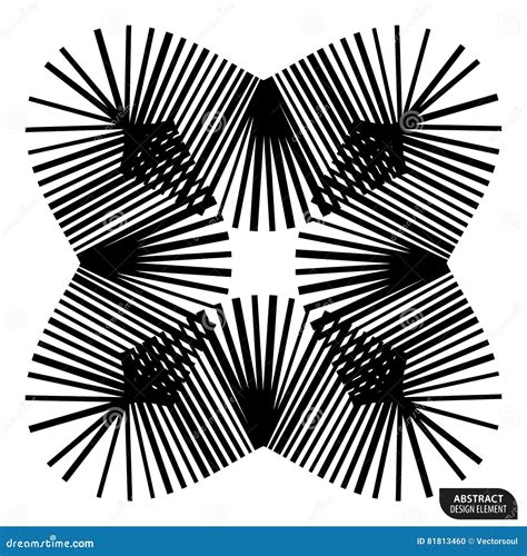 Geometric Element Made Of Lines Abstract Monochrome Shape Isolated On