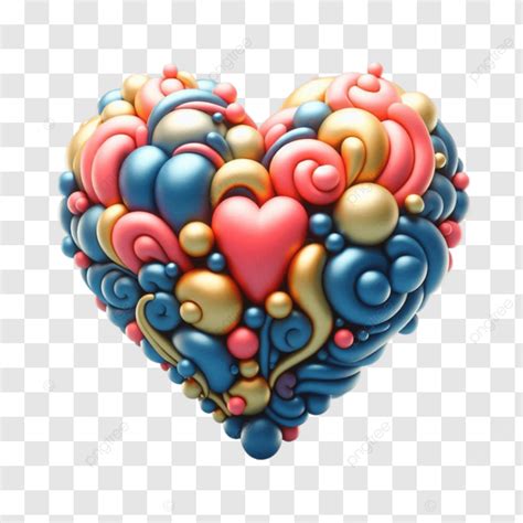 다양한 색상의 미니 하트와 공 투명한 배경 3d 이미지를 갖춘 새로운 디자인의 다양한 색상 하트 모양 멀티 컬러 미니 하트가 포함된 새로운 디자인의 멀티 컬러 하트 모양