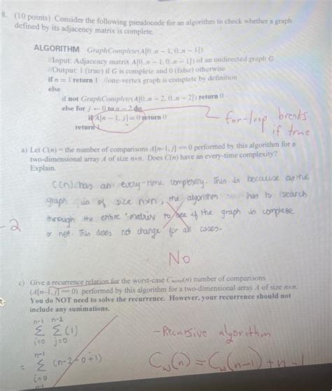 Solved 10 Points Consider The Following Pseudocode For An