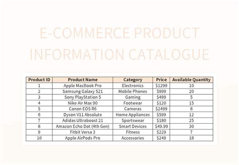 Free Product List Templates For Google Sheets And Microsoft Excel Slidesdocs