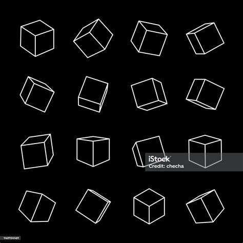 큐브 아이콘 컬렉션입니다 밑면에 사각형이 있는 기하학적 모양입니다 0명에 대한 스톡 벡터 아트 및 기타 이미지 0명 3차원 형태 개념 Istock