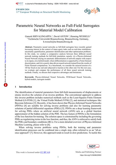Pdf Parametric Neural Networks As Full Field Surrogates For Material Model Calibration