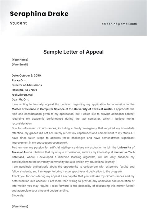 Free Sample Letter Of Appeal Template To Edit Online