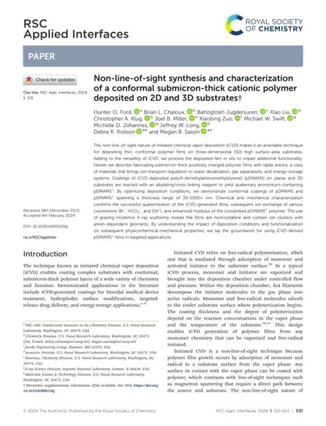 Pdf Non Line Of Sight Synthesis And Characterization Of A Conformal Submicron Thick Cationic
