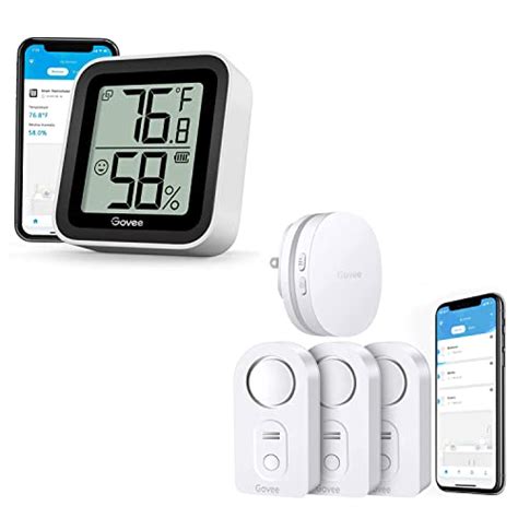 Govee Wifi Water Leak Sensor 3 Pack Bundle With Govee Bluetooth Indoor Thermometer Hygrometer