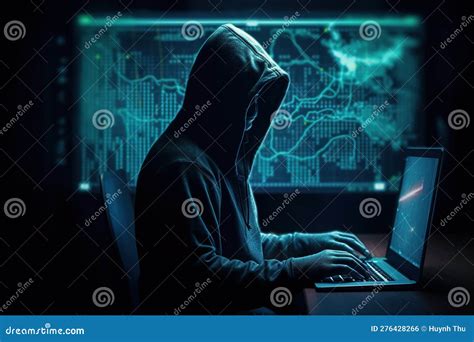 Hacker Using Abstract Laptop With Binary Code Digital Interface Cyber