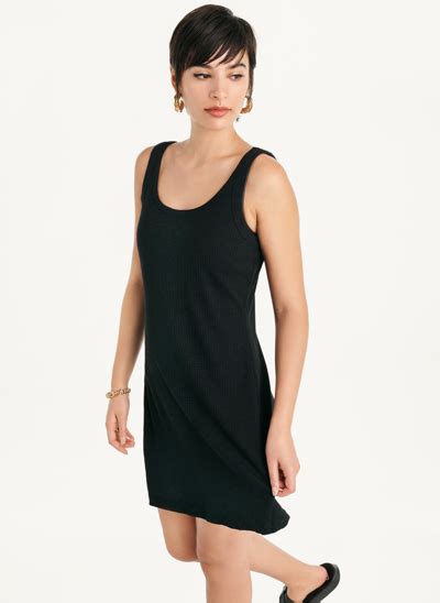 Dkny Womens Rib Knit Cover Up Tank Dress In Black Modesens