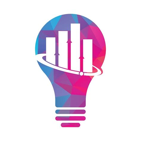 행성 통계 벡터 로고 디자인 템플릿 세계 금융 및 전구 모양 로고 디자인 컨셉 프리미엄 벡터