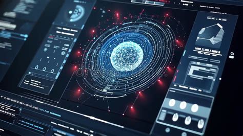 Futuristic Head Up Display Showing Rotating Globe And Data Analysis Charts Stock Footage Video