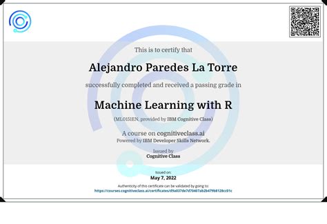 Ibm Cognitive Class Ml0151en Certificate Cognitive Class