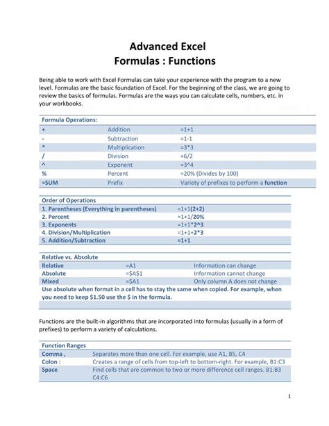 pdf advanced excel formulas functions excel 1 pdf · advanced