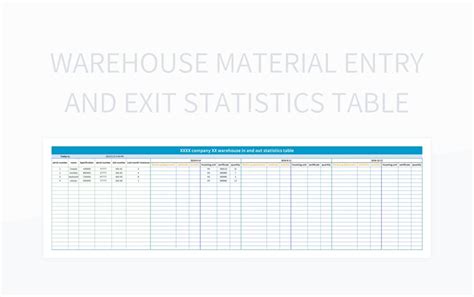 Free Warehouse Material Entry And Exit Statistics Table Templates For Google Sheets And