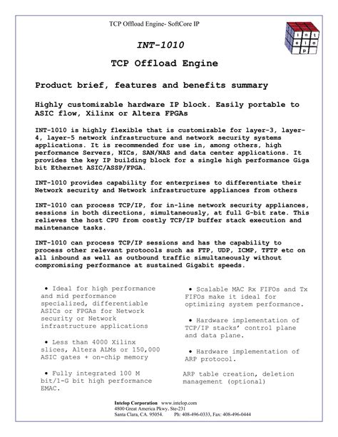 Int 1010 Tcp Offload Pdf Computer Networking Computing