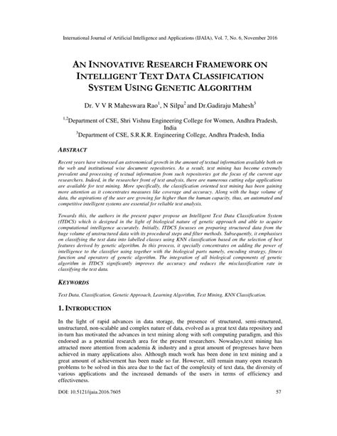 Pdf An Innovative Research Framework On Intelligent Text Data Classification System Using