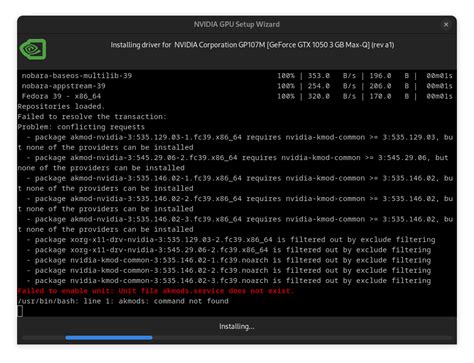 getting this error message when running the nvidia wizard what should