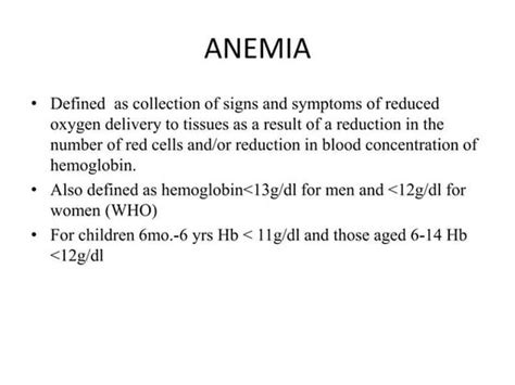 Anemia Types Pathophysiology Clinical Manifestations Etiology Treatment Pptx