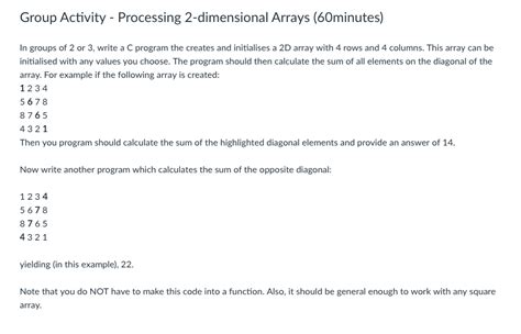 Solved Group Activity Processing 2 Dimensional Arrays