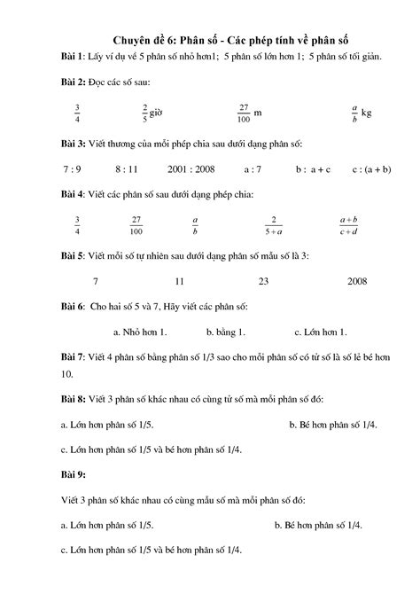 Tổng Hợp File Bài Tập Về Phân Số Lớp 4 Dành Cho Học Sinh Tiểu Học