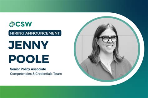 Csw Welcomes Jenny Poole To The Competencies And Credentials Team