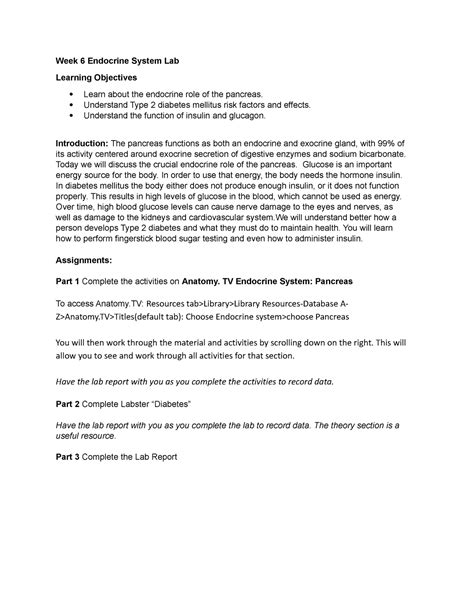 Bios252 W6 Lab Weekly Lab Assignments Due Using Electronic Simulation Week 6 Endocrine