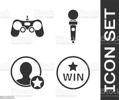 메달 게임 패드 프리미엄 계정 화면 및 아케이드 기계 아이콘에 대한 조이스틱을 설정합니다 벡터 1에 대한 스톡 벡터 아트 및