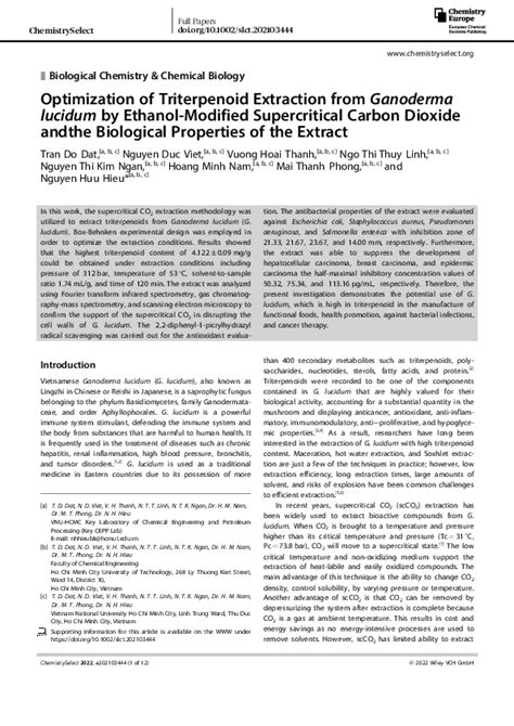 Pdf Optimization Of Triterpenoid Extraction From Ganoderma Lucidum By
