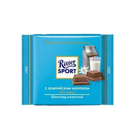 Шоколад Риттер спорт (Ritter Sport) Альпенмил, 100 г – Цена. Фото. Описание