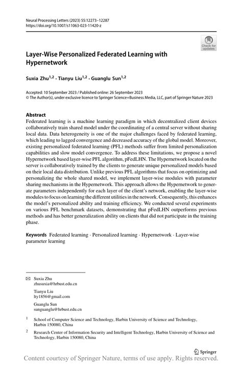 Layer Wise Personalized Federated Learning With Hypernetwork Request Pdf
