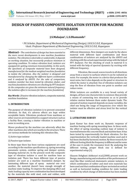 Pdf Design Of Passive Composite Isolation System · International