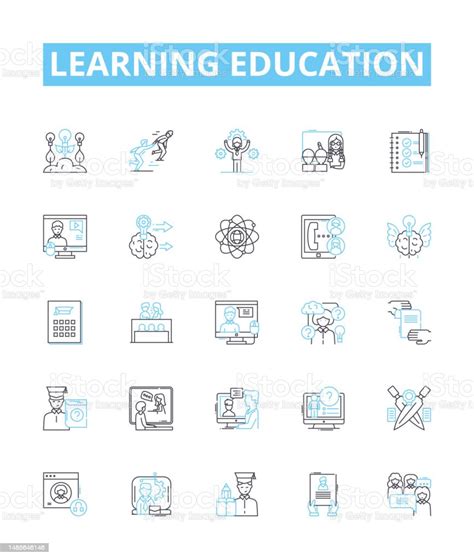 학습 교육 벡터 라인 아이콘이 설정되었습니다 교육 학습 학습 지식 교육 훈련 교육 일러스트레이션 개요 개념 기호 및 기호 아이콘에 대한 스톡 벡터 아트 및 기타 이미지