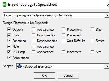 Topic Export Topology To Spreadsheet Dialog
