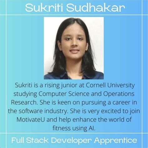 Motivateu On Linkedin Meet The Team Sukriti Sudhakar