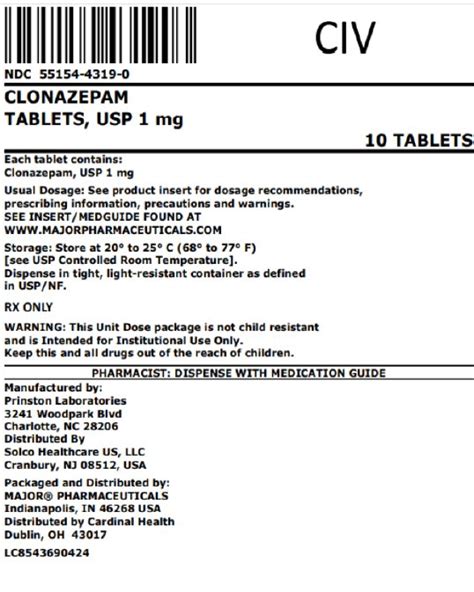 Clonazepam Package Insert