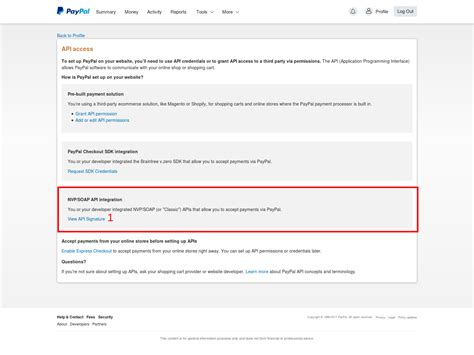 how to get paypal api username password and signature information