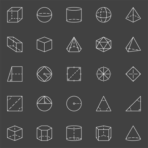 Abstract 3d Math Geometric Outline Shapes Vector Image