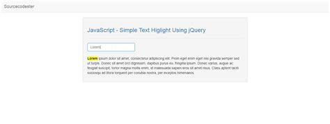 Javascript Simple Text Highlight Using Jquery Sourcecodester