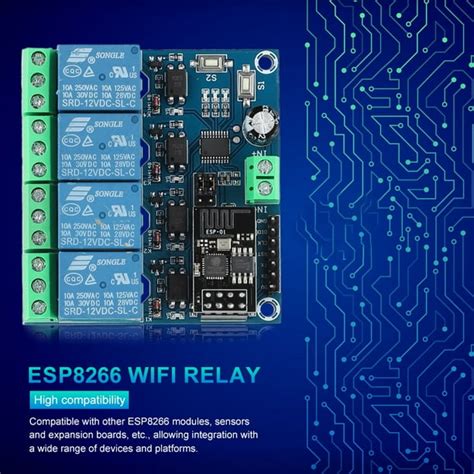 módulo de relé wifi módulo wifi de relé 5v 12v esp8266 placa de control