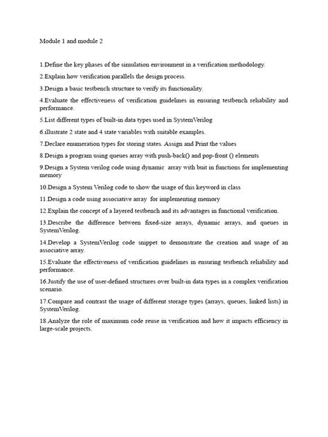 Question Bank On System Verilog Pdf