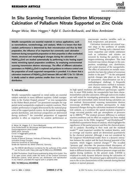 Pdf In Situ Scanning Transmission Electron Microscopy Calcination Of Palladium Nitrate