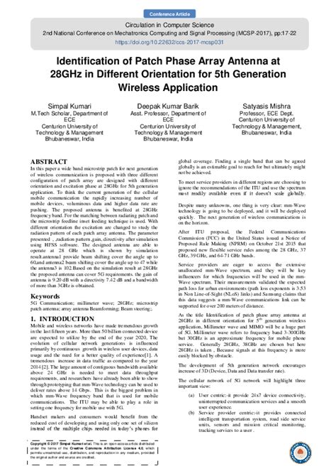 Pdf Identification Of Patch Phase Array Antenna At 28ghz In Different