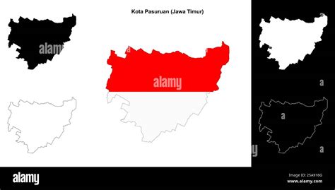 Kota Pasuruan Blank Outline Map Set Stock Vector Image And Art Alamy