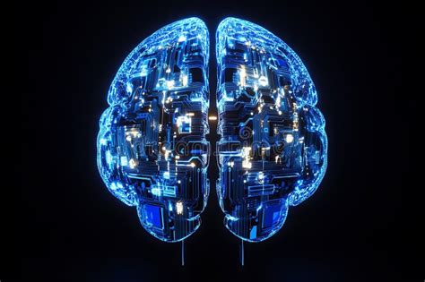Digital Brain Artificial Intelligence Concept With Glowing Circuitry Representing Thought