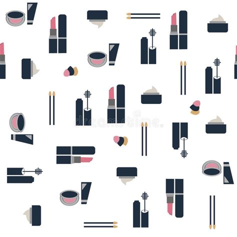 Repeated Pattern With Cosmetics Design Suitable For Digital Printing Stock Illustration