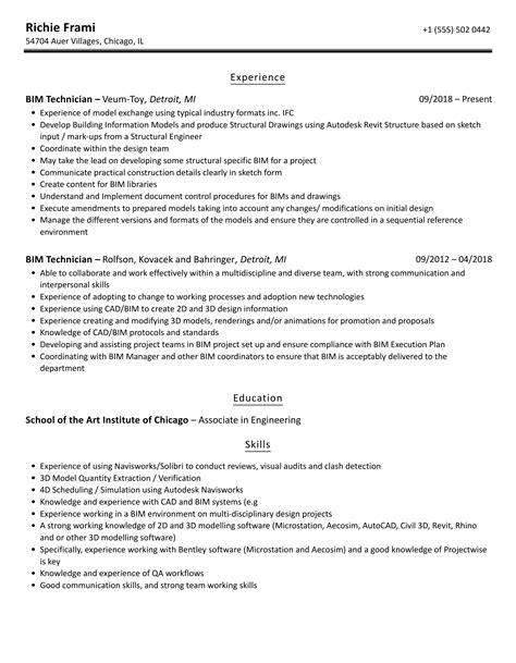 Bim Technician Resume Samples Velvet Jobs